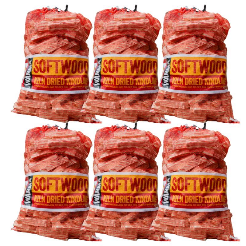 Large Birch Crate |6 Net Bags of Kindling | Cheap Firewood Bundle