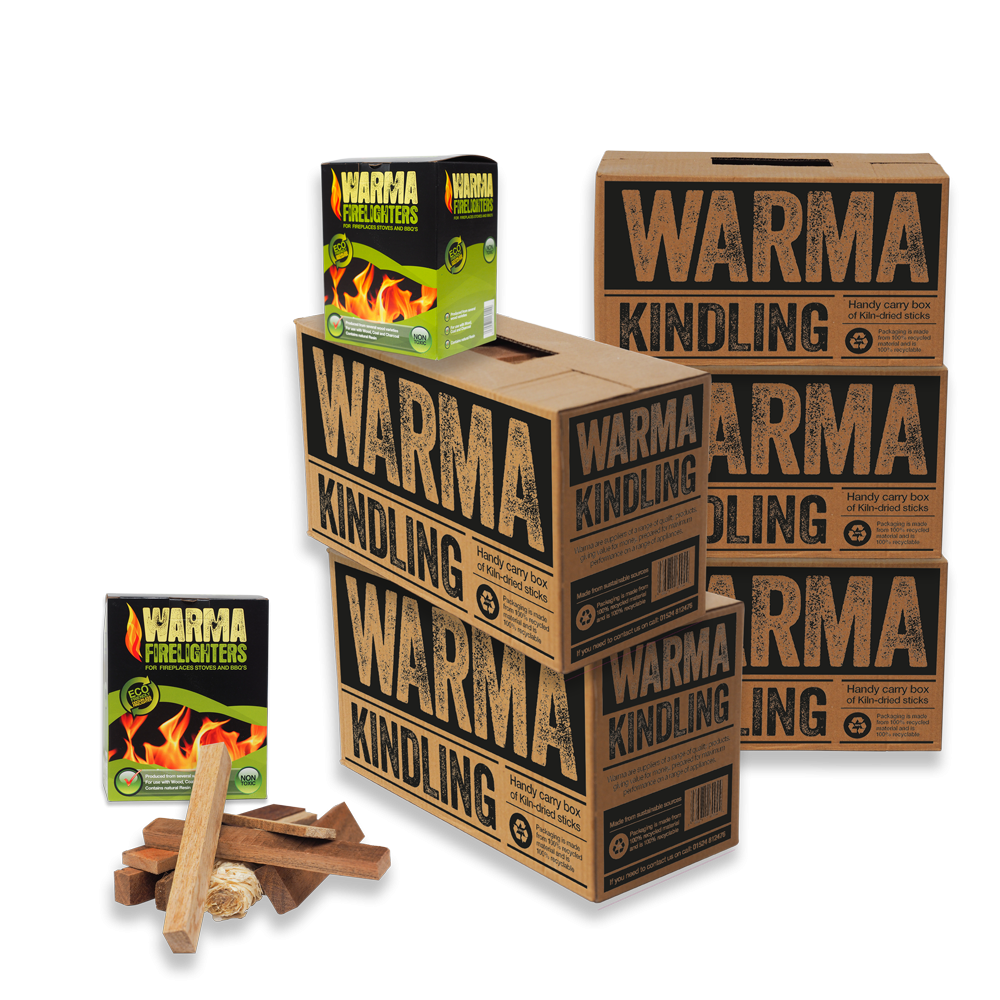 Ready to burn kindling and wood wool firelighters bundle