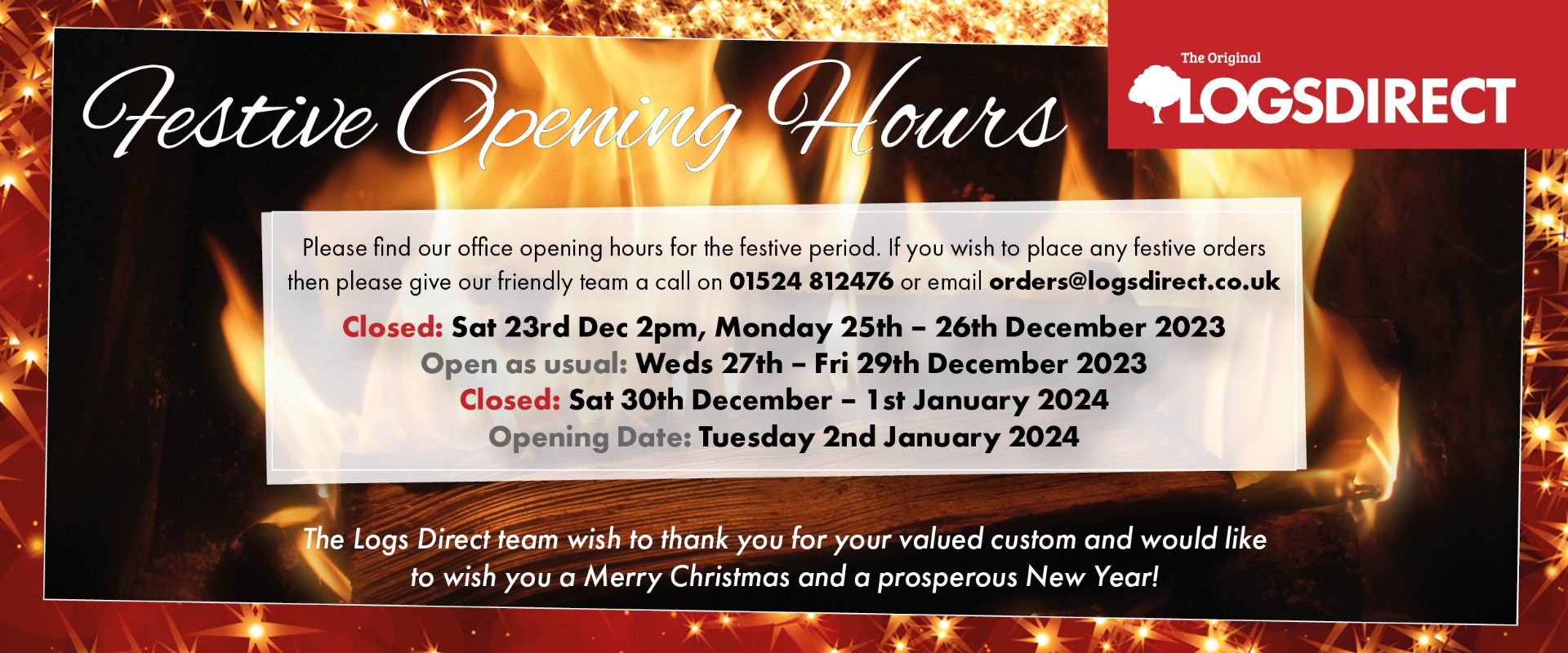 Kiln Dried Logs for Sale UK from the Original Logs Direct